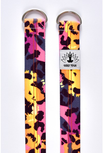 Guru Yoga Desenli Mat Taşıma Askısı Pembe Leopar Desenli