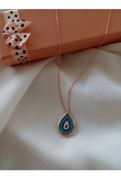 Damla Gümüş Hobby 925 Ayar Gümüş Taşlı Nazar Boncuğu Kolye