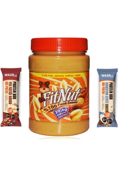 Fitnut Fıstık Ezmesi ve Protein Bar Seti 800 gr + 100 gr