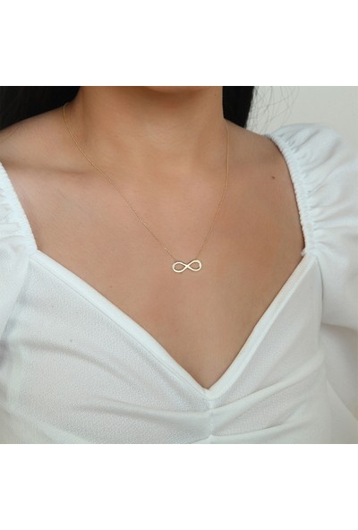 Barika Jewelry Barika Kadın Sevgililer Günü Hediyesi Altın Sonsuzluk Kolye