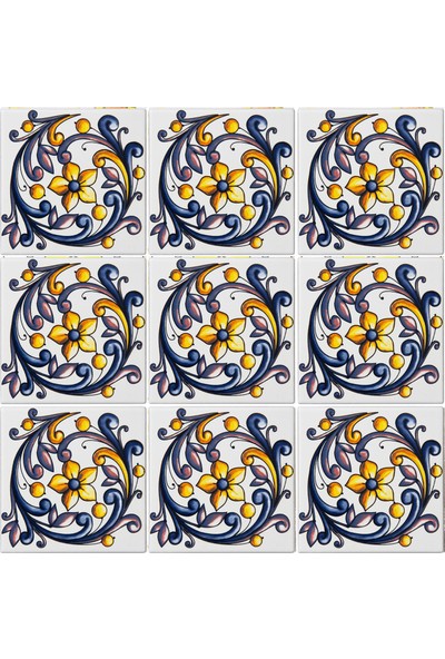 Can Seramik 10 x 10 cm Cç-51 Kütahya Çini Karo 5'li 1 Paket