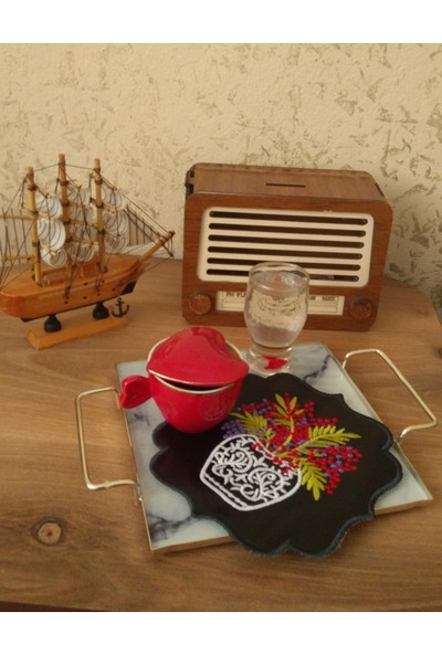 HİFA Nakış Işlemeli Kokteyl Peçetesi 2'li(Kırmızı)