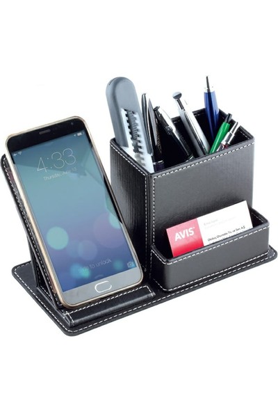 Ovi Galaxy Telefon Tutmalı ve Cepli Deri Kalemlik Masaüstü Organizer