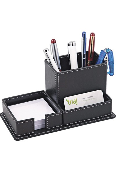 Ovi Galaxy Küp Notluk Bölmeli ve Cepli Deri Kalemlik Masaüstü Organizer
