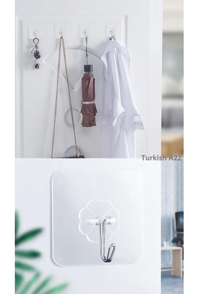 Turkish A2Z 4 Adet Kendinden Yapışkanlı Şeffaf Askı Banyo Mutfak Dolap Askısı 6x6 cm Turkish A2Z 4 Adet Kendinden Yapışkanlı Şeffaf Askı Banyo Mutfak Dolap Askısı 6x6 cm