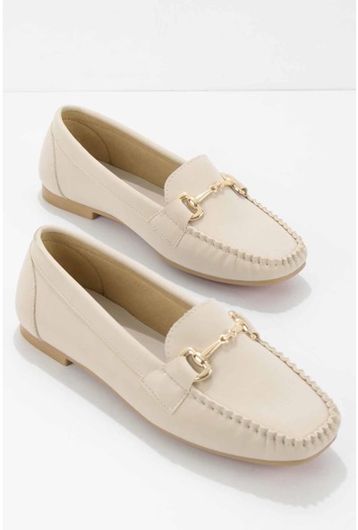 Bambi Bej Nubuk Kadın Loafer Ayakkabı K015421662