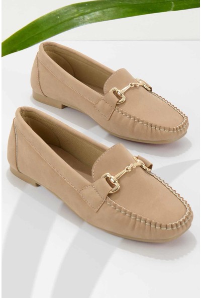 Bambi Camel Nubuk Kadın Loafer Ayakkabı K015421662 Bambi Camel Nubuk Kadın Loafer Ayakkabı K015421662