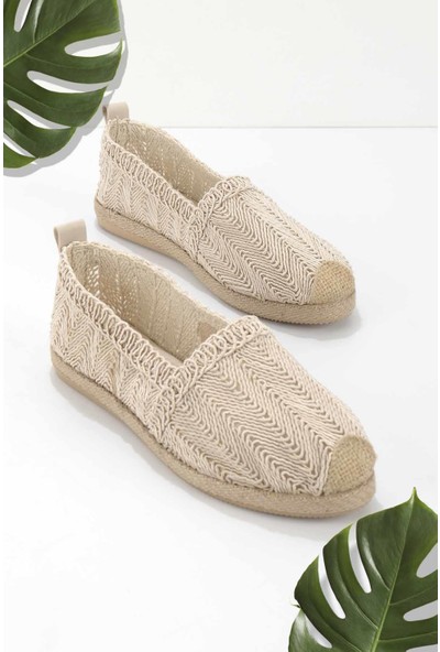 Bambi Bej Örgü Kadın Espadril K018233000