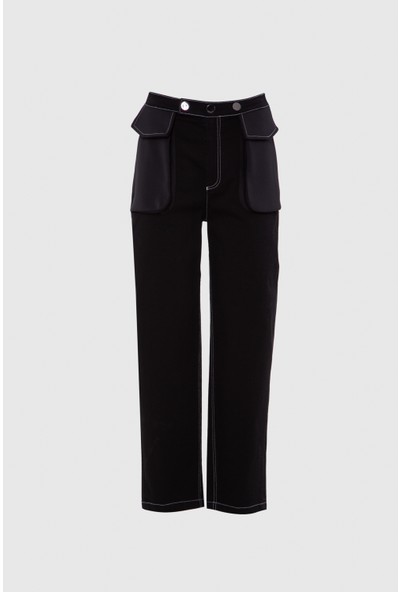 GIZIA Scuba Cep Detaylı Kontrast Dikiş Esprili Siyah Jean