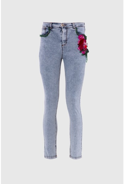 GIZIA Kürk Aplike Skinny Mavi Jean GIZIA Kürk Aplike Skinny Mavi Jean