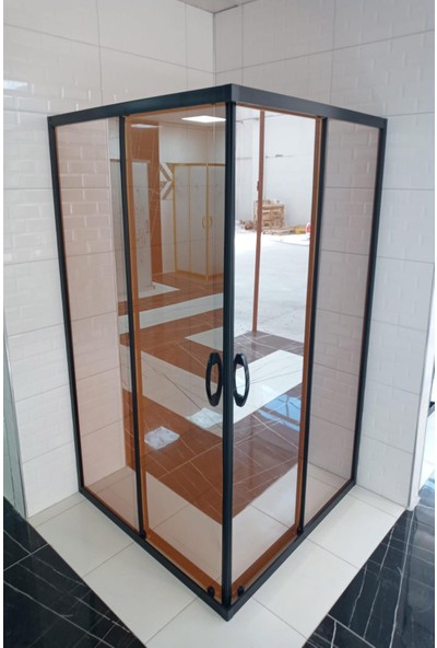 Siyah Profil Pembe Tentesol 5mm Camlı Yükseklik 190 cm Duşakabin