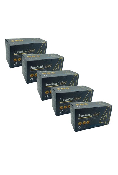 Euromask Gold - 4 Katlı Cerrahi Yüz Maskesi / 5 Kutu - 250 Adet Euromask Gold - 4 Katlı Cerrahi Yüz Maskesi / 5 Kutu - 250 Adet
