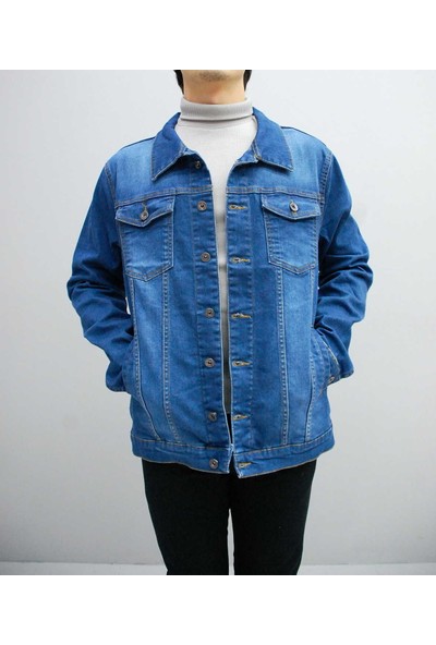 Fbı 94008 Mavi Taşlanmış Kot Ceket