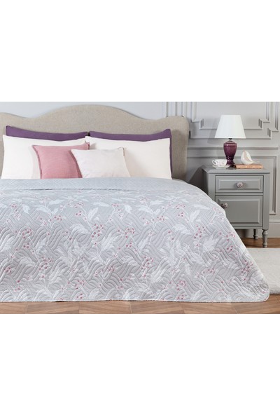 Madame Coco Amalia Tek Kişilik Baskılı Çok Amaçlı Yatak Örtüsü - Gri