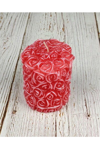 Pembis Consept Dekoratif Gül Motifli Tekli Kokulu Mum