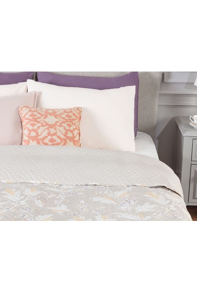 Madame Coco Amalia Tek Kişilik Baskılı Çok Amaçlı Yatak Örtüsü - Bej