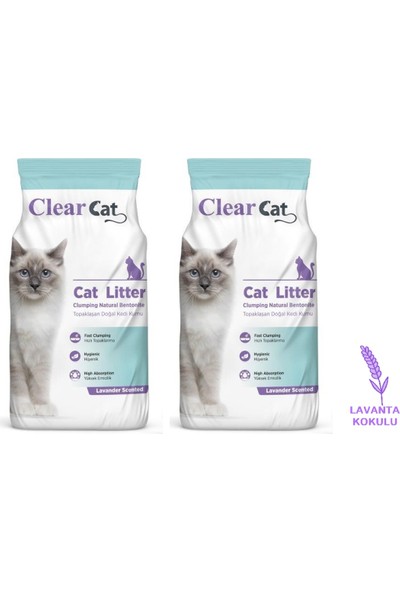 Clear Cat Lavanta Kokulu Kedi Kumu 10 kg x 2 Adet