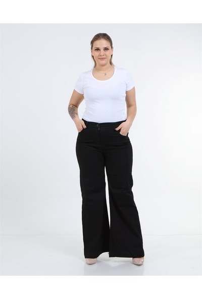 Rota Giyim Büyük Beden Siyah Salaş Jeans Pantolon