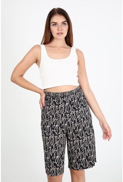 Alexandergardı Yüksek Bel Desenli Şort (B21-11200)