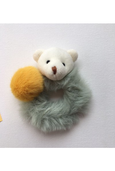 Peluş Ayıcıklı Tek Ponponlu Lastik Toka