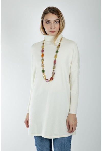 Oynoo Fashion Boğazlı Yaka Geniş Triko Kazak