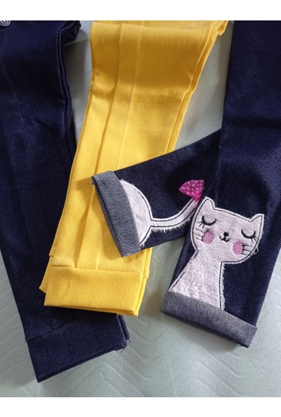 Baby Ellas 5-8 Yaş Kız Çocuk Kot Tayt / Üçlü Set