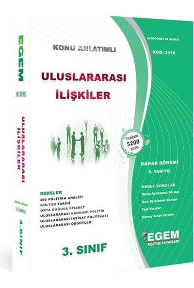 Egem Yayınları AÖF Uluslararası Ilişkiler 3 Sınıf 6 Dönem (Bahar) Konu Anlatımlı Soru Bankası
