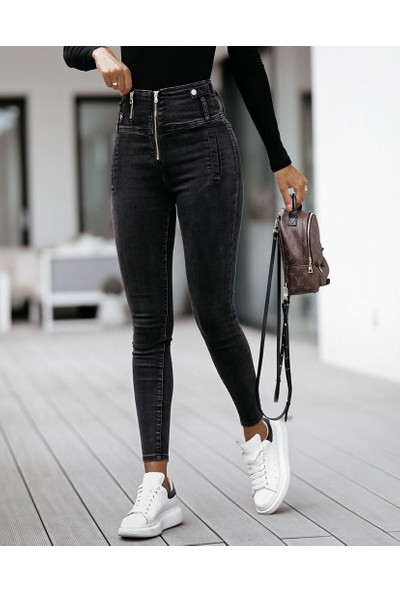 Butik İzmirden Fermuar Detay Jean PANTOLON.95CM Butik İzmirden Fermuar Detay Jean PANTOLON.95CM