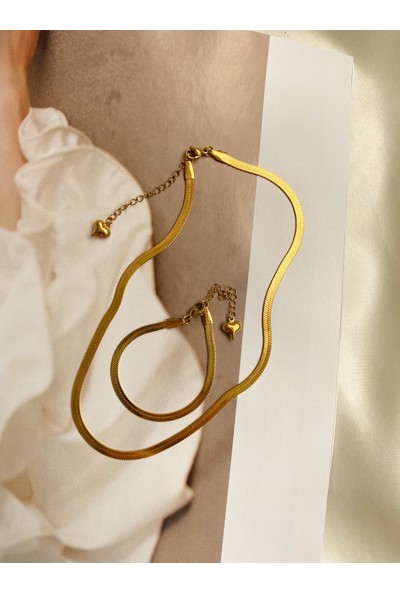 She's Italyan Yassı Çelik Bileklik/kelepçe Set She's Italyan Yassı Çelik Bileklik/kelepçe Set