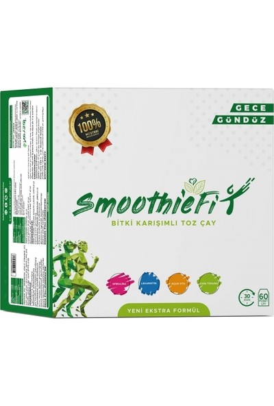 Smoothie Fit Detox ve Zayıflamaya Yardımcı Toz Çay 120 gr 60 Şaset Smoothie Fit Detox ve Zayıflamaya Yardımcı Toz Çay 120 gr 60 Şaset