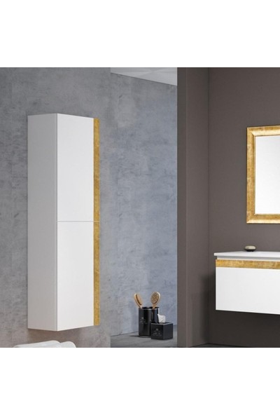 Orka Boston 40 cm Mdf Beyaz-Altin Banyo Boy Çamaşır Dolabı