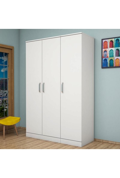 White Home 3 Kapaklı 1 Çekmeceli Gardırop