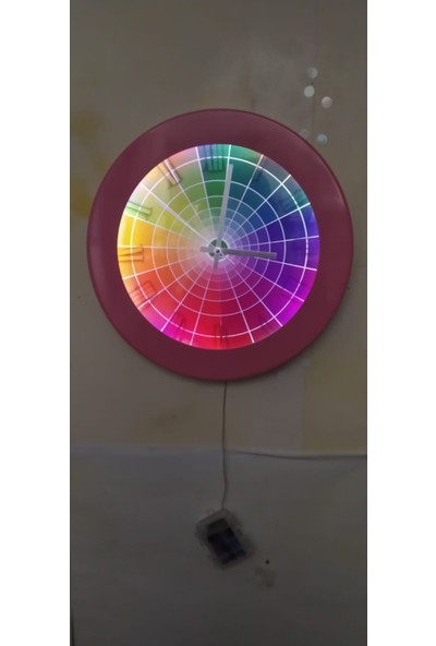 Bahat Ledli Işıklı Metal Pembe Salon Ofis Duvar Saati Aplik Gece Lambası 36 cm Bahat Ledli Işıklı Metal Pembe Salon Ofis Duvar Saati Aplik Gece Lambası 36 cm