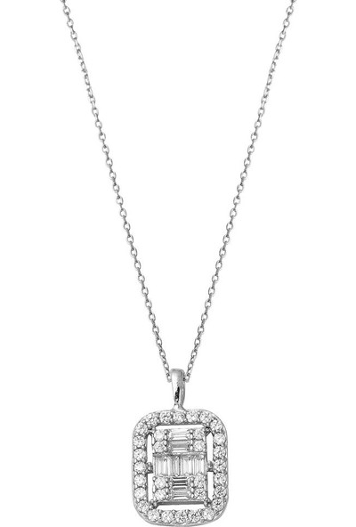 Bilezikci Snow Baget Taşlı Beyaz Altın Kolye