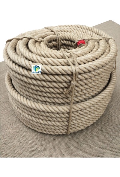 20 mm Jüt Halat 200 Metre - Bükümlü - Kendir Halat - Kanaviçe