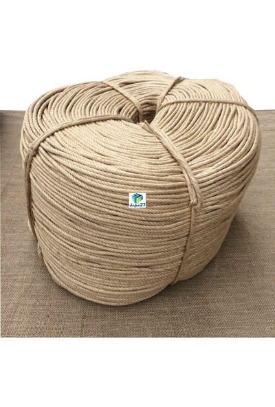 Molhalat 6 mm Jüt Halat Hasır 4 Kol Büküm - 25 Metre Molhalat 6 mm Jüt Halat Hasır 4 Kol Büküm - 25 Metre