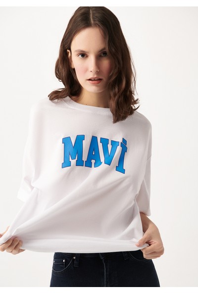 Mavi Kadın Mavi Logo Baskılı Beyaz Tişört 1600843-70000