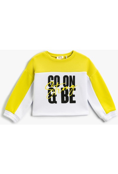 Koton Kız Çocuk Slogan Baskılı Renk Bloklu Sweatshirt Koton Kız Çocuk Slogan Baskılı Renk Bloklu Sweatshirt