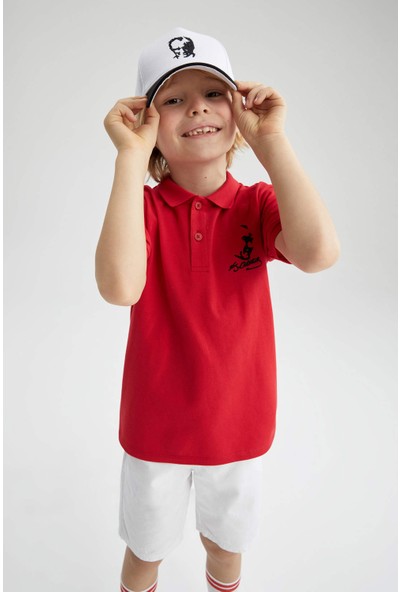 DeFacto Erkek Çocuk Polo Yaka 23 Nisan Atatürk Baskılı Kısa Kollu Pamuklu Tişört W9127A622SP