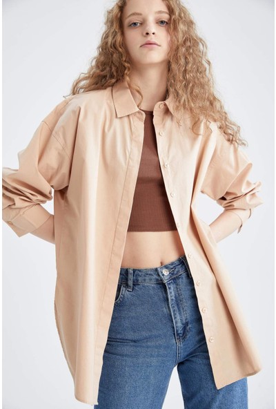 DeFacto Basic Oversize Fit Poplin Gömlek Tunik T5494AZ22SP DeFacto Basic Oversize Fit Poplin Gömlek Tunik T5494AZ22SP