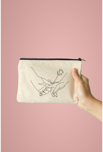 Çantapak Rose And Hand Tasarımlı Kanvas Makyaj Çantası Çantapak Rose And Hand Tasarımlı Kanvas Makyaj Çantası