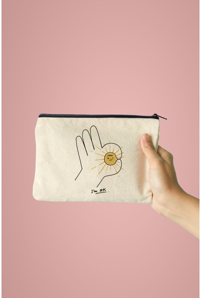 Çantapak I' Am Okey Tasarımlı Kanvas Makyaj Çantası