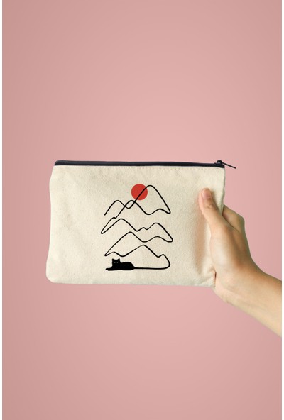 Çantapak Kedi Kuyruğu Tasarımlı Kanvas Makyaj Çantası