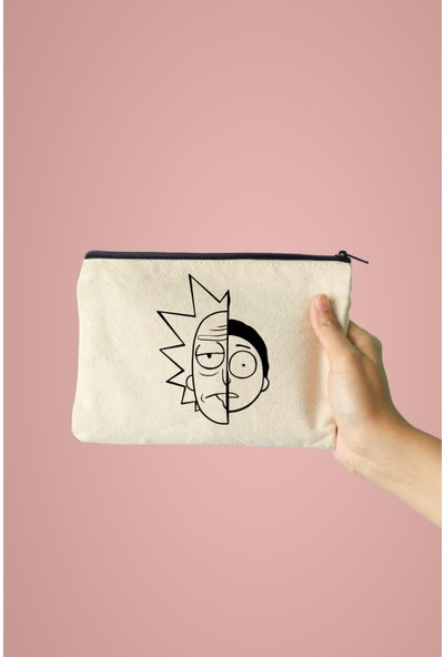 Çantapak Rick And Morty Tasarımlı Kanvas Makyaj Çantası