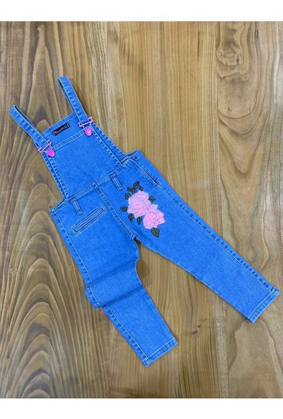 Hersey Bebek Kız Çocuk Nakış Detaylı Kot Tulum Salopet