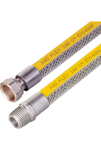 KAS Örgülü Doğalgaz Bağlantı Flexi Somun Nipel 1/2″-1/2″ KAS Örgülü Doğalgaz Bağlantı Flexi Somun Nipel 1/2″-1/2″
