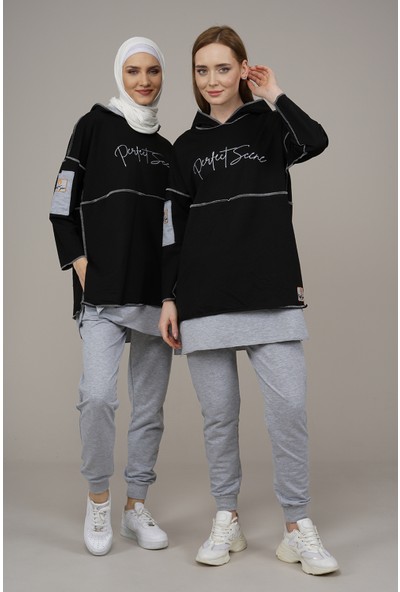 Markosin Kadın Kapüşonlu Ters Dikişli Eşofman Takımı M1008