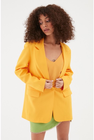 Quzu Blazer Ceket Açık Oranj Quzu Blazer Ceket Açık Oranj