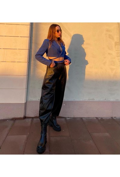 Die&More Siyah Kadın Deri Pantolon