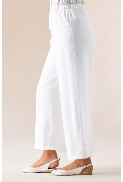 Markaşk -Kadın -Beli Latikli Bol Paça Kumaş Pantolon